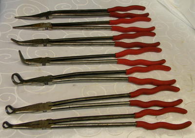 SUNEX 7PC EXTRA LONG 16" RED GRIP NEEDLE NOSE AND HOSE GRIP PLIER SET ...