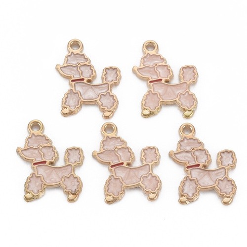 20Pcs Light Gold Poodle Misty Rose Alloy Enamel Pendants Jewelry Making ...