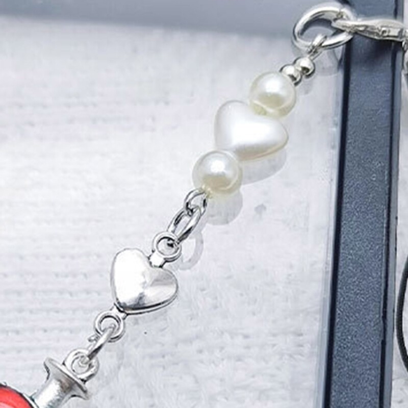 Retro Nail Heart Charm Pendant Chain Phone Straps Pocket Keychain Strap ...