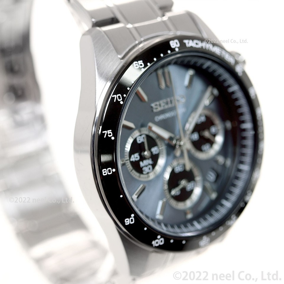SEIKO Spirit SBTR027 Blue Gray Stainless Chronograph Men`s Watch New ...
