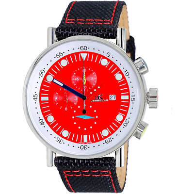 Adee Kaye Men's Watch Cavalier Quartz Red and White Dial Black Strap ...