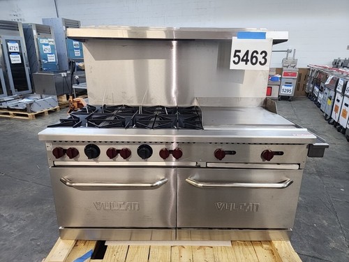 5463 New S/D Vulcan 60" Gas 6-Burner Range, 24" Griddle, 2 - Ovens ...