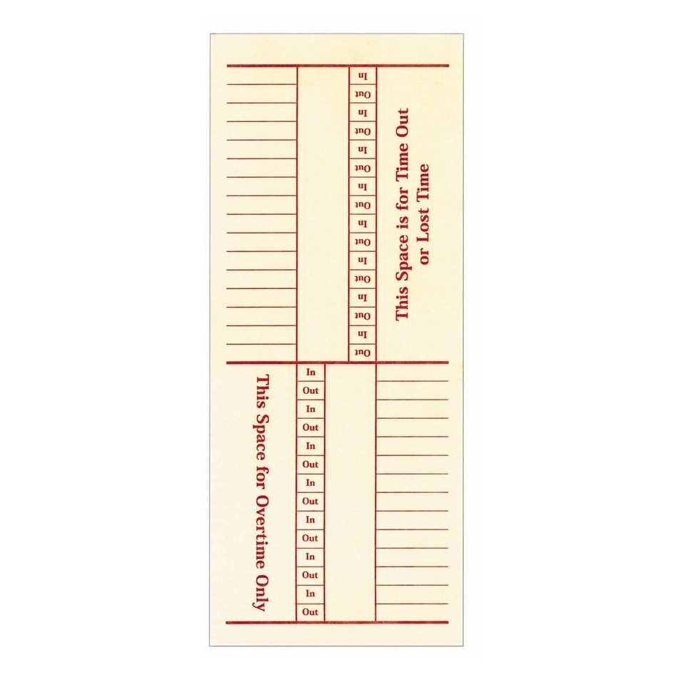 Adams Time Cards, Weekly, 2-sided, Overtime Format, 3-3/8" X 8-1/4 ...