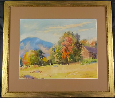 Antique Watercolor Painting "New England Barn" by Henry Webster Rice | eBay