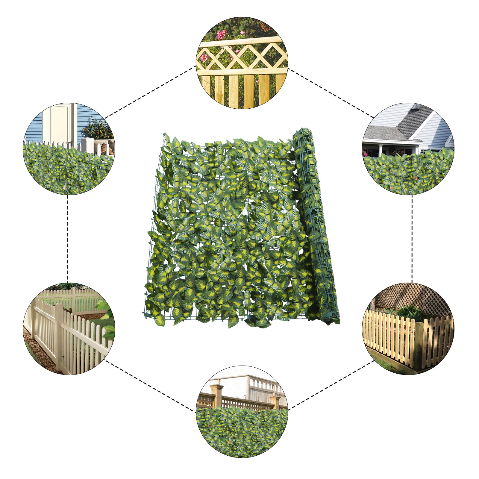 Artificial 118x39.4" Faux Ivy Leaf Decorative Privacy Fence Screen ...