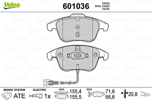 VALEO Disc Brake Pad Set Front For VW AUDI SEAT Sharan Tiguan Q3 8U ...