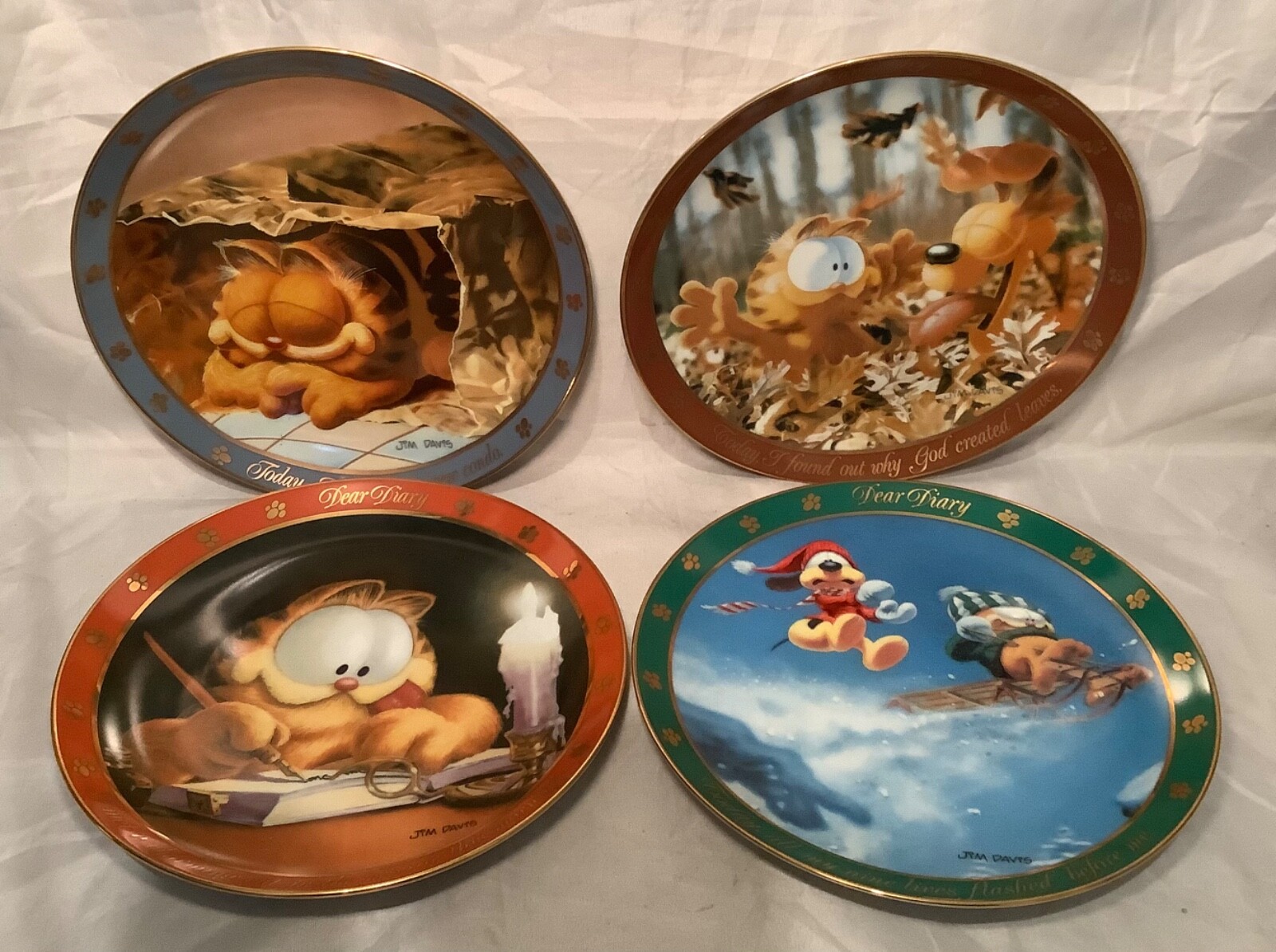 Set of 4 Vintage Garfield Collector Plates "Dear Diary" Series | eBay