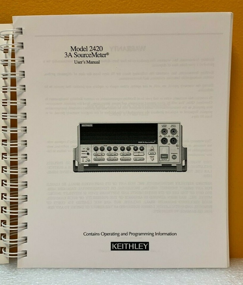 Keithley Model 2420 3A SouceMeter User's Manual. | eBay