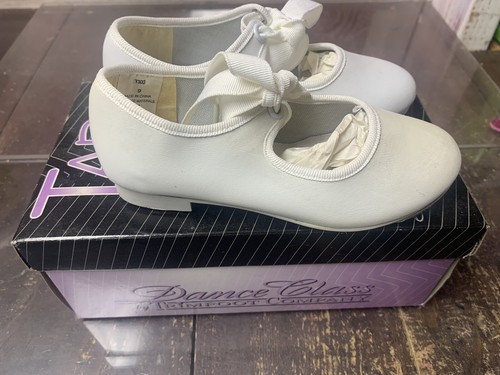 Girls Size 9 White Mary Jane Tie Tap Dance Recital Shoes Read ...