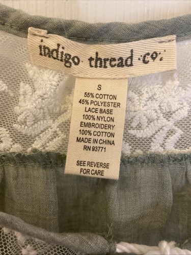 Indigo Thread Co Lace & Gauze Flowy Tunic Bell Sleeve Fairycore Boho ...