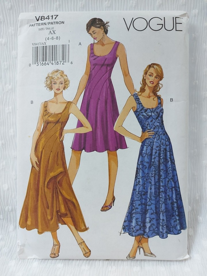 Vogue Sewing Pattern 8417 Misses 4-8 Flared Dress with Diagonal ...