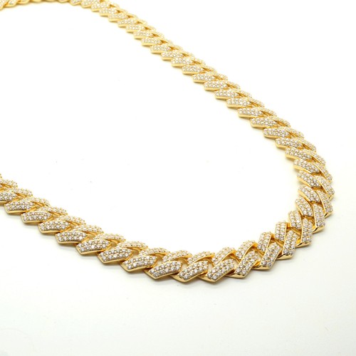 Moissanite Cuban Iced Necklace 14K Gold over Sterling Silver GRA ...