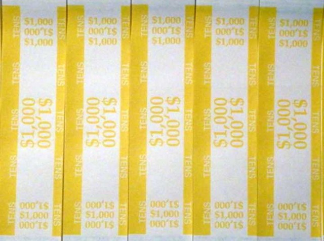 100 - Yellow $10 Self-Sealing Currency Bands - $1,000 Cash - Money ...