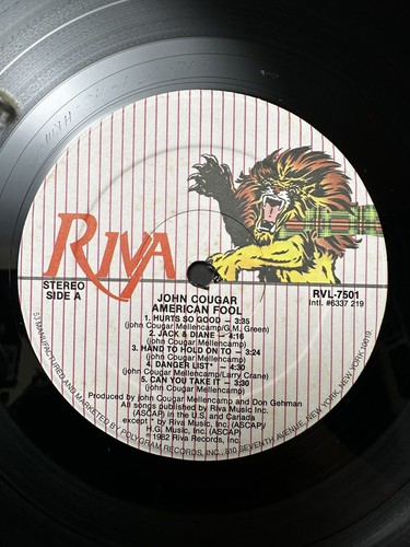 John Cougar | American Fool | 1982 Riva RVL-7501 White Striped Label | eBay