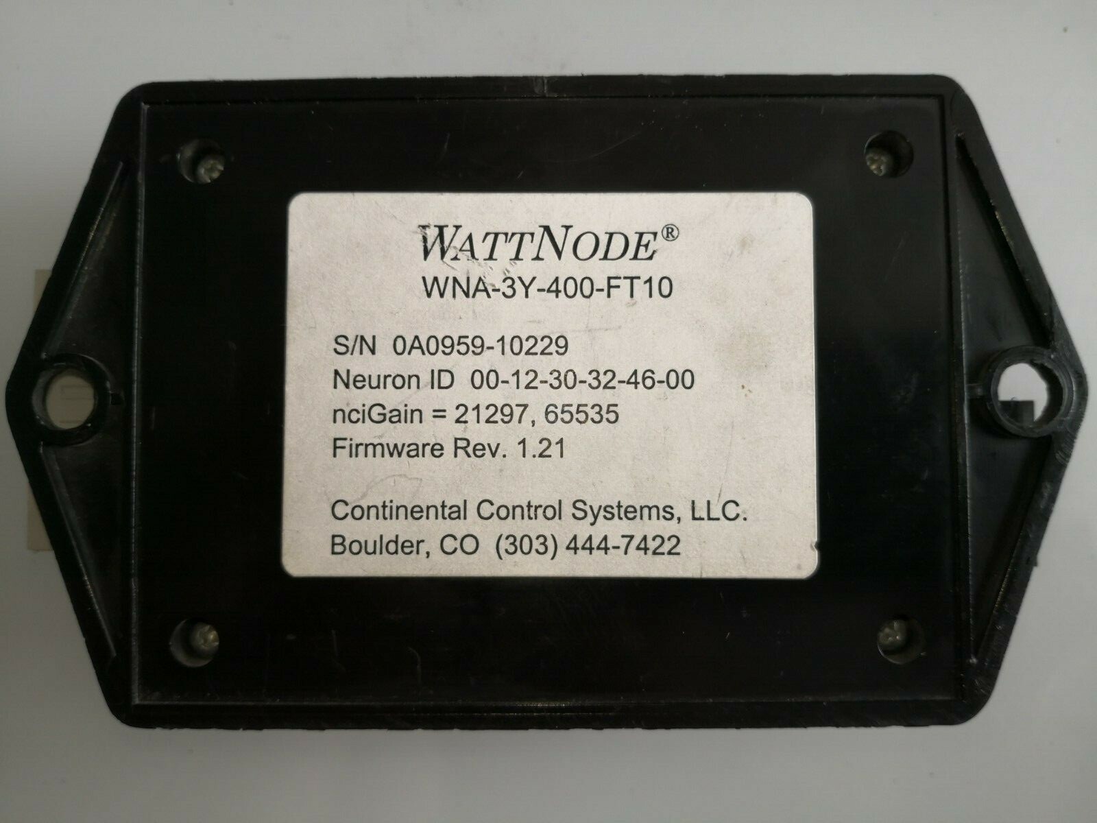 CONTINENTAL CONTROL SYSTEMS WATTNODE WNA-3Y-400-FT10 WTTHOUR METER | eBay