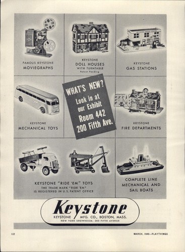 1949 PAPER AD Keystone Toy Ride Em Truck Gas Station Bus Doll House ...