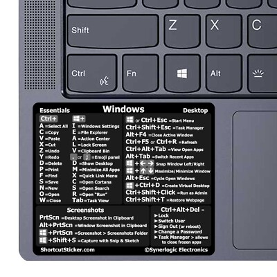 SYNERLOGIC Black Windows Reference Guide Keyboard Shortcuts Vinyl ...