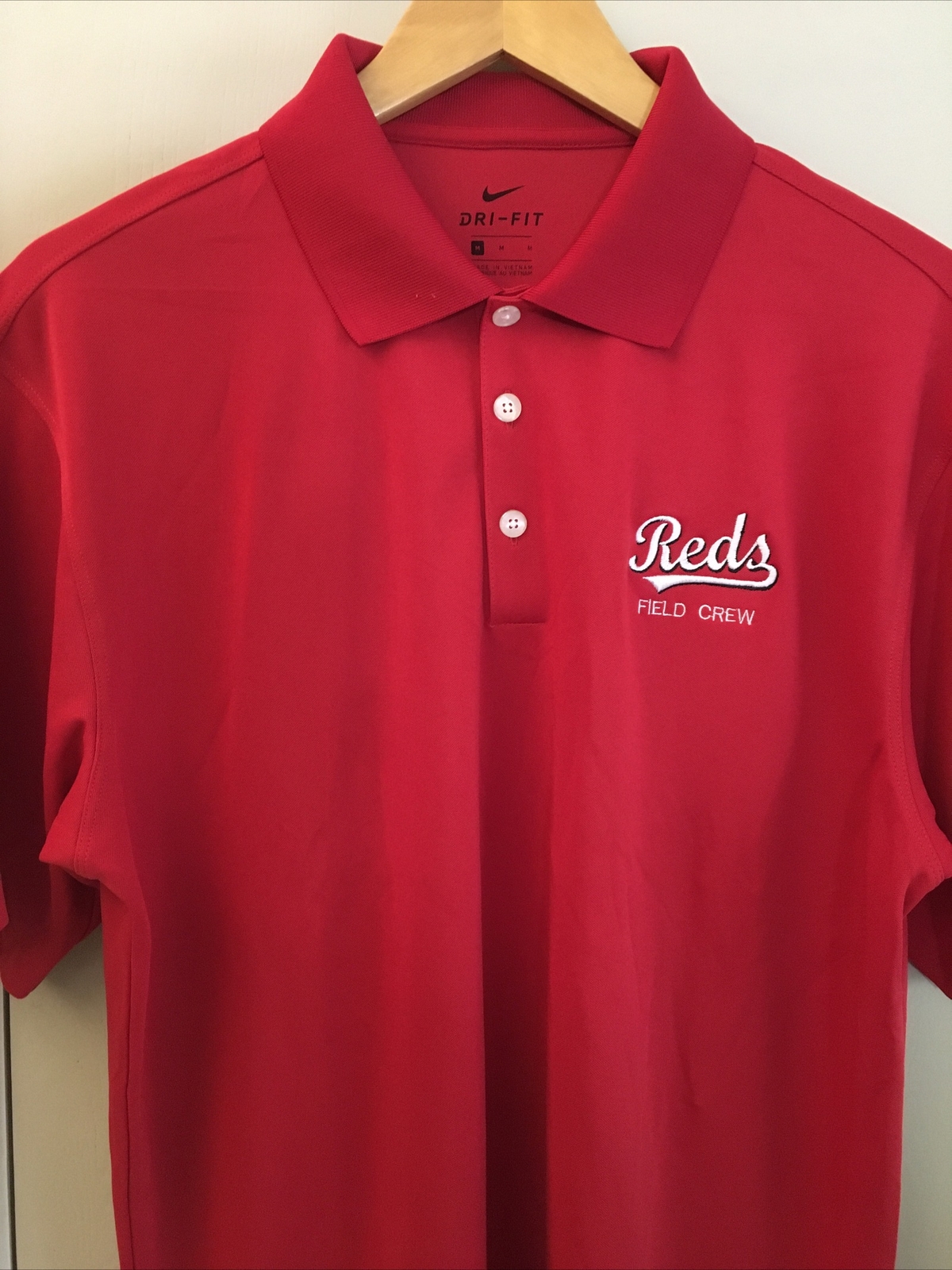Cincinnati Reds FIELD CREW Polo Shirt Mens SMALL Red Nike Dri Fit | eBay