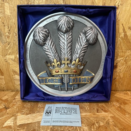 Marcus Designs Royal Wedding Feather Crest Wall Plaque Charles Diana ...