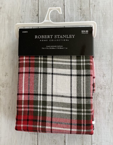 Robert Stanley Home Collection Red & Green Plaid Shower Curtain 72”x72 ...