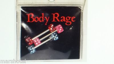 BODY RAGE BRAND PIERCED JEWELRY SET/3 14G POSTS DICE PIERCING BARBELL ...