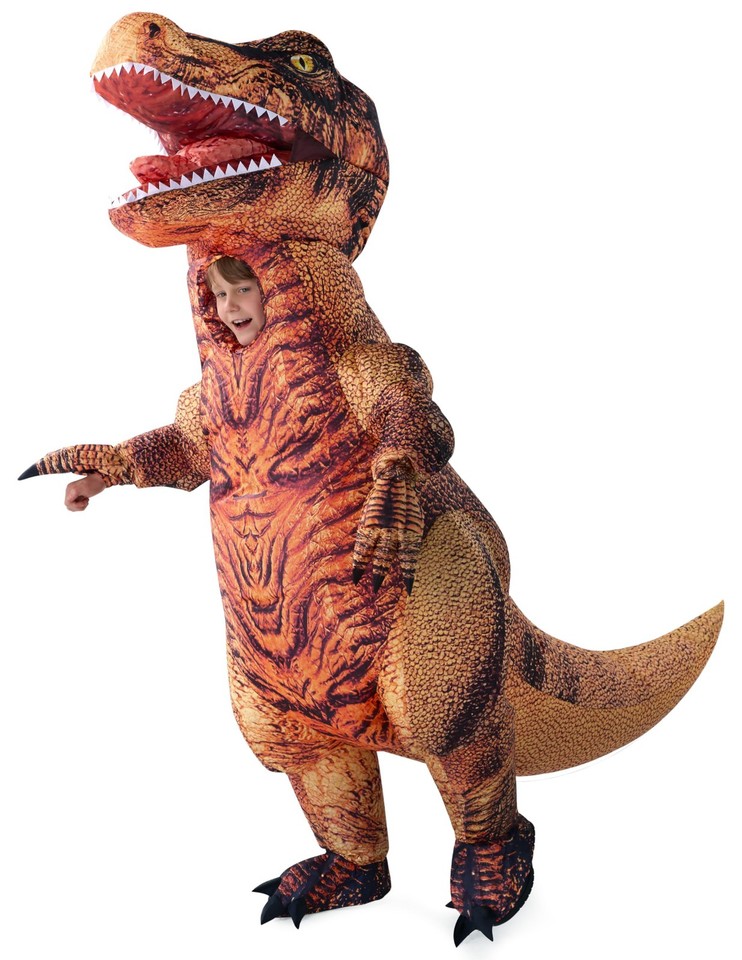 Halloween Inflatable Dinosaur Costume Kids, Full Body Realistic T-rex ...