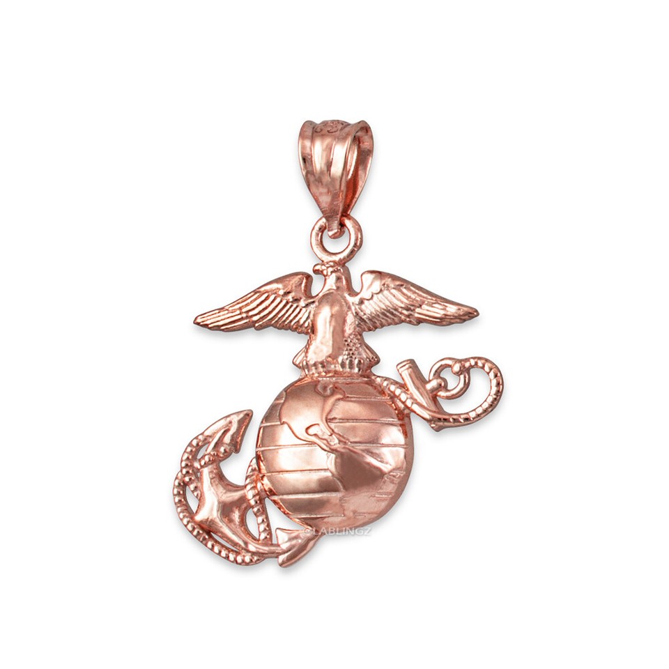 Gold US Marine Corps USMC Charm Necklace Women's size (Yellow, White ...
