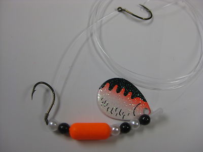 Walleye 2 Hook Floating Spinner Blades Rigs Crawler Harness White Perch ...