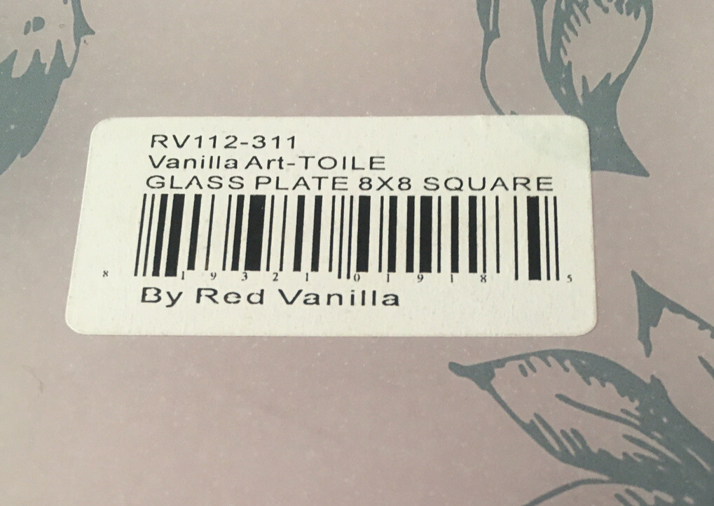 Red Vanilla Display Decorative Glass Art Toile Square Plate Bird Floral ...