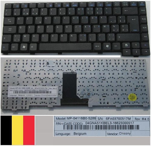 Azerty Keyboard Belgian ASUS A3 A6 A9 Z81 Z9 Z91 A3000 MP-04116B0-5286 ...