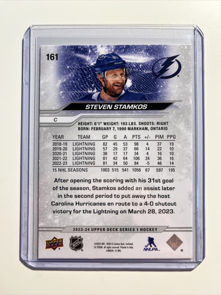 23-24 UD Series 1 Hockey Outburst Silver SP 161 Steven Stamkos | eBay