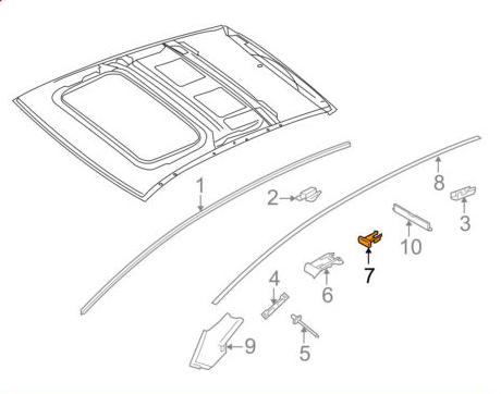 PORSCHE PANAMERA 970 Rear Right Roof Cap Cover 970.559.836.00G.2L NEW ...