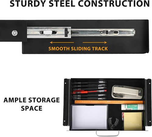 under Desk Pull-Out Drawer - Storage Organizer Office Mounted, Easy ...