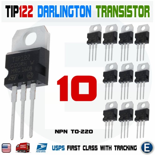 10pcs TIP122 NPN Transistor Darlington Complementary 100V 5A Amplifier ...