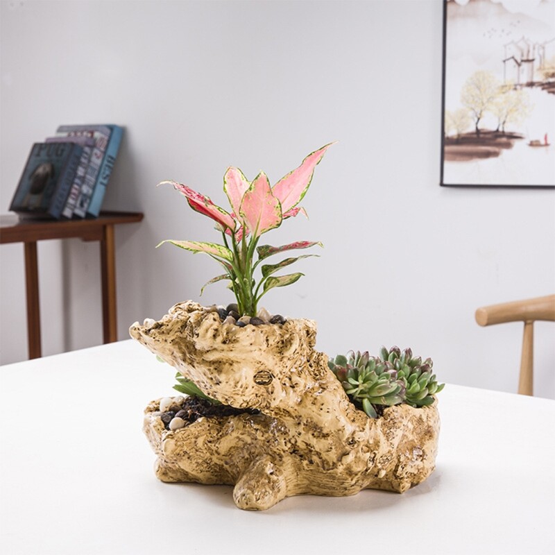 Succulent Pot Resin Irregular Faux Rock Flower Pot Planter Cactus | eBay