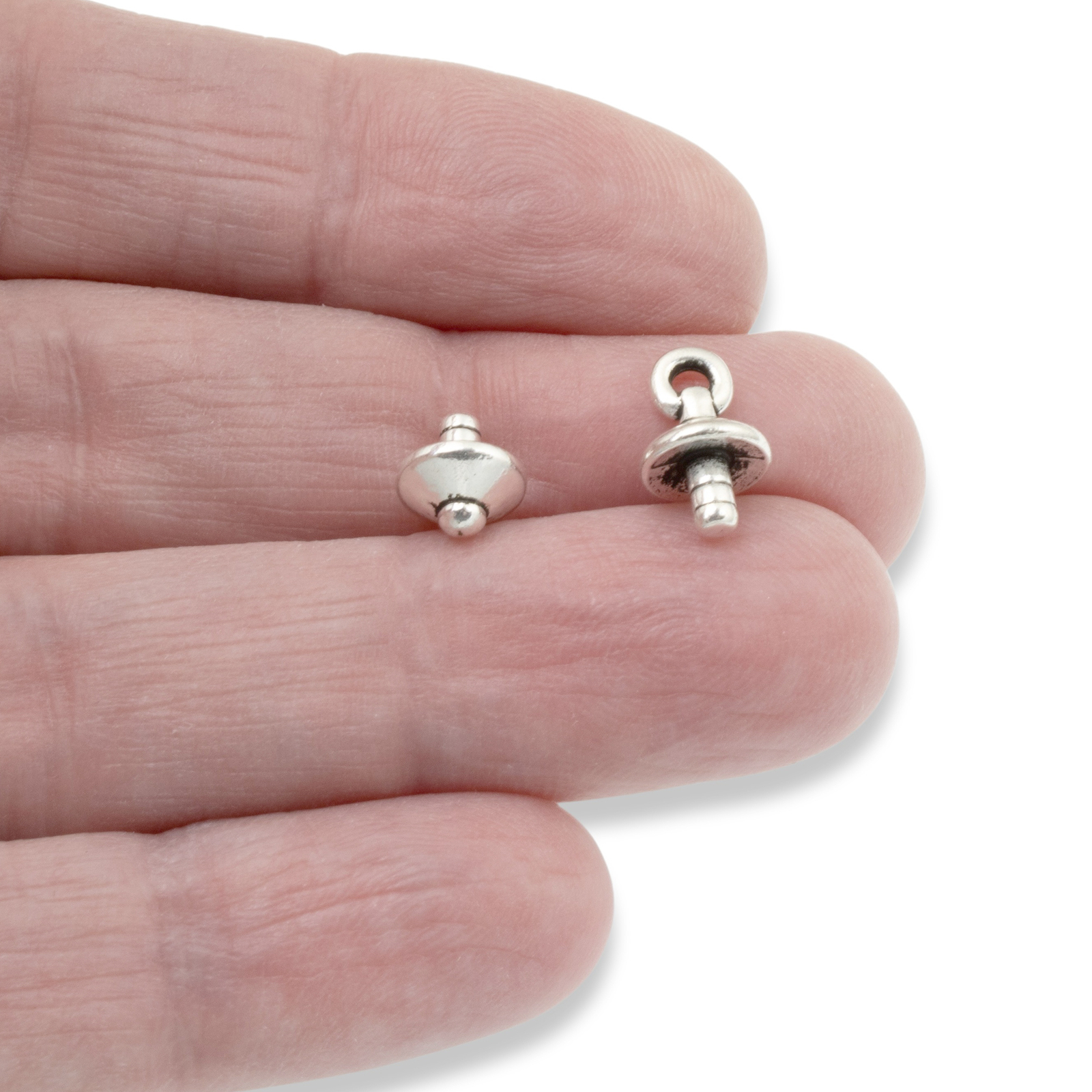 4 Sets of Silver Glue-In Bails and Caps for Large Hole Pendants ...