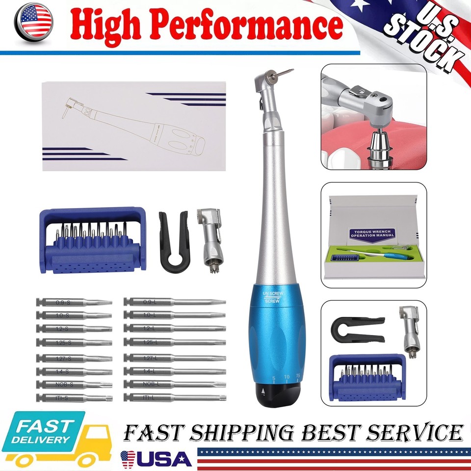Dental Torque Wrench Universal Implant Kit Contra Angle&16 Drivers ...