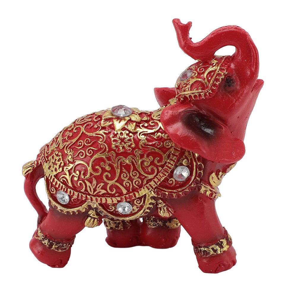 Red S Elephant Statue Wealth Lucky Feng Shui Elephant Figurine Home ...