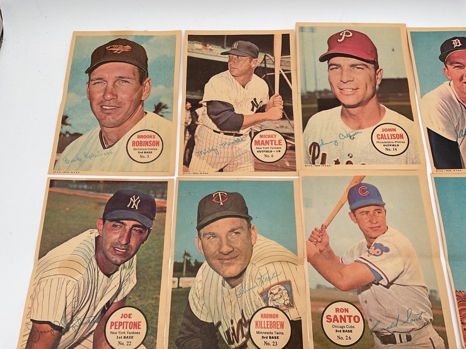 1967 TOPPS 11 PIN-UPS BASEBALL POSTERS MANTLE ROBINSON KALINE McCOVEY ...