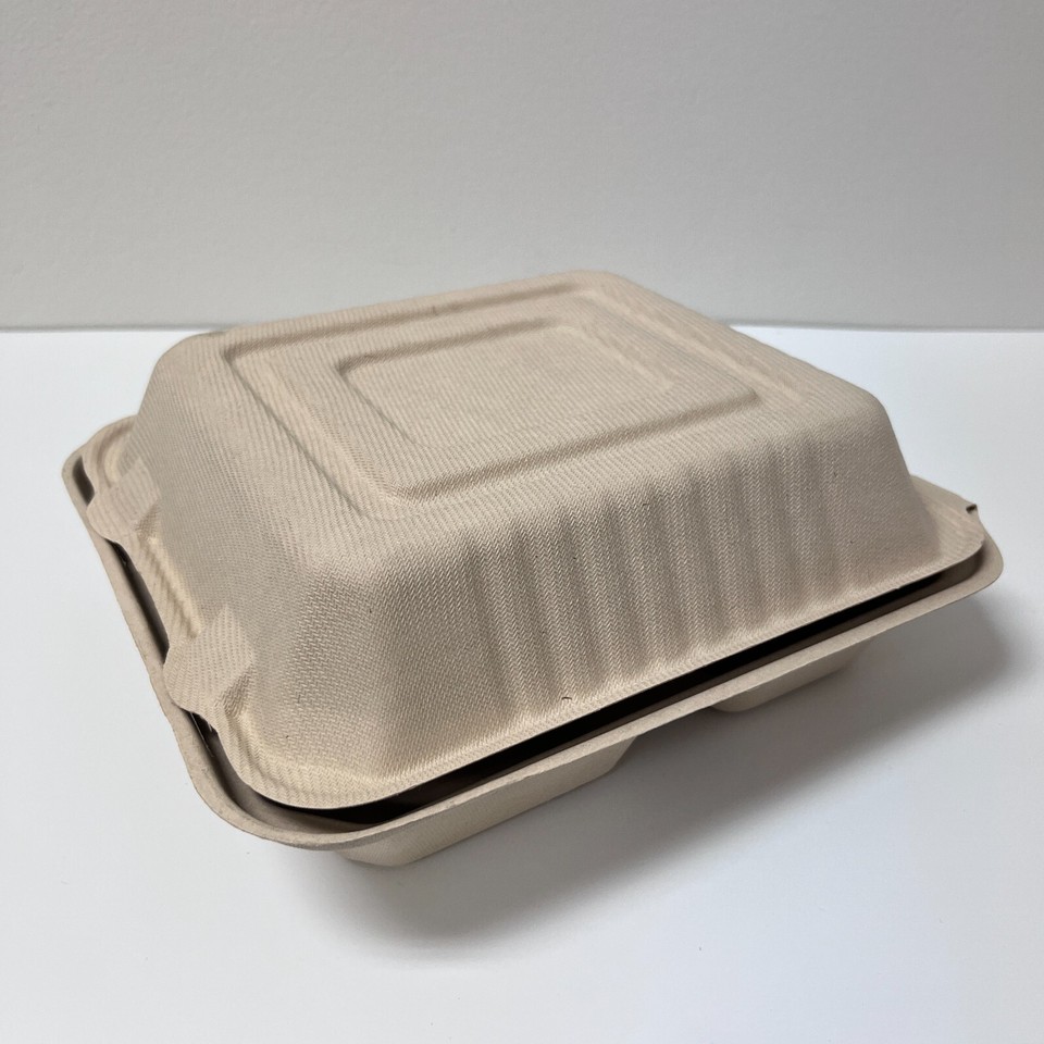 100Pack Sugarcane Biodegradable Clamshell Food Containers 3 ...