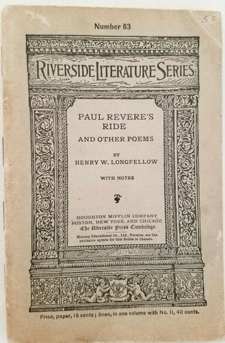 Riverside Literature # 63, Longfellow Paul Revere's Ride and other ...
