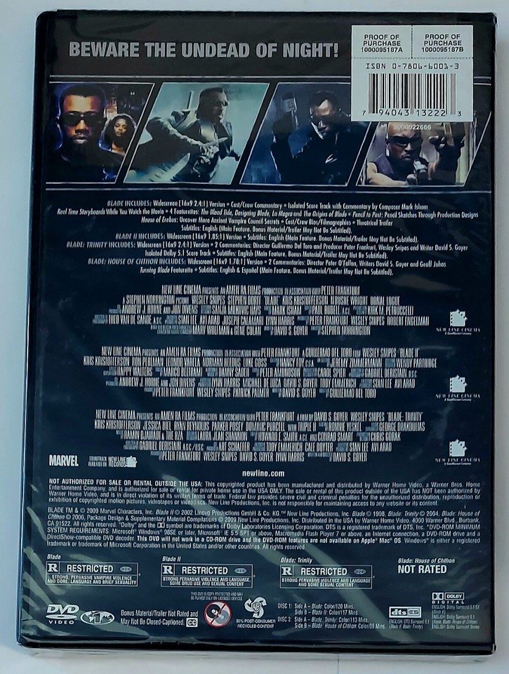 4 Film Favorites: Blade Collection (DVD) Wesley Snipes. MARVEL Vampires ...