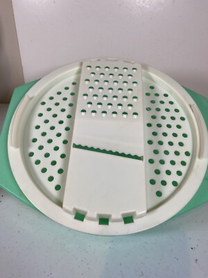 Tupperware Vintage 2-Piece White Grater Slicer Lid 787-1 and Green Bowl ...