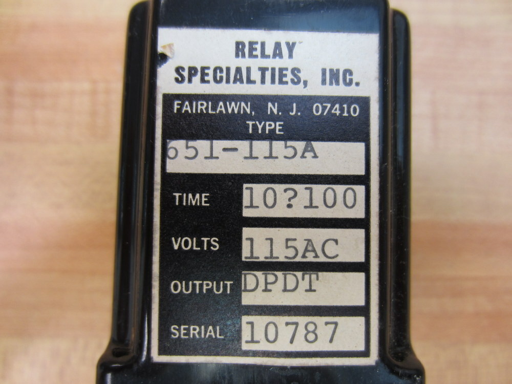 Relay Specialties 651-115A Timing Relay 651115A | eBay