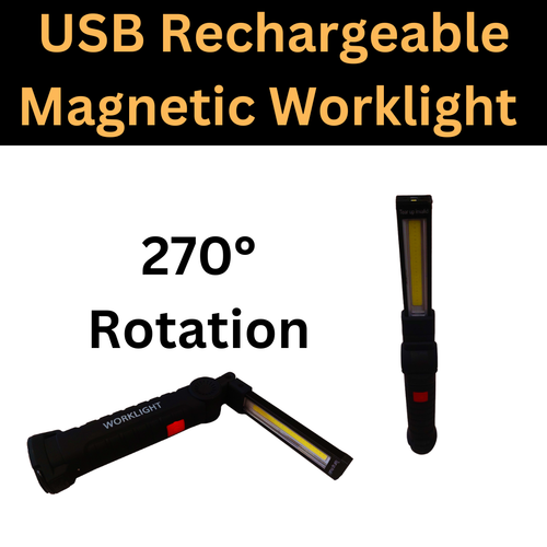 Portable Magnetic Work Light Car Garage Mechanic USB Rechargeable Torch ...
