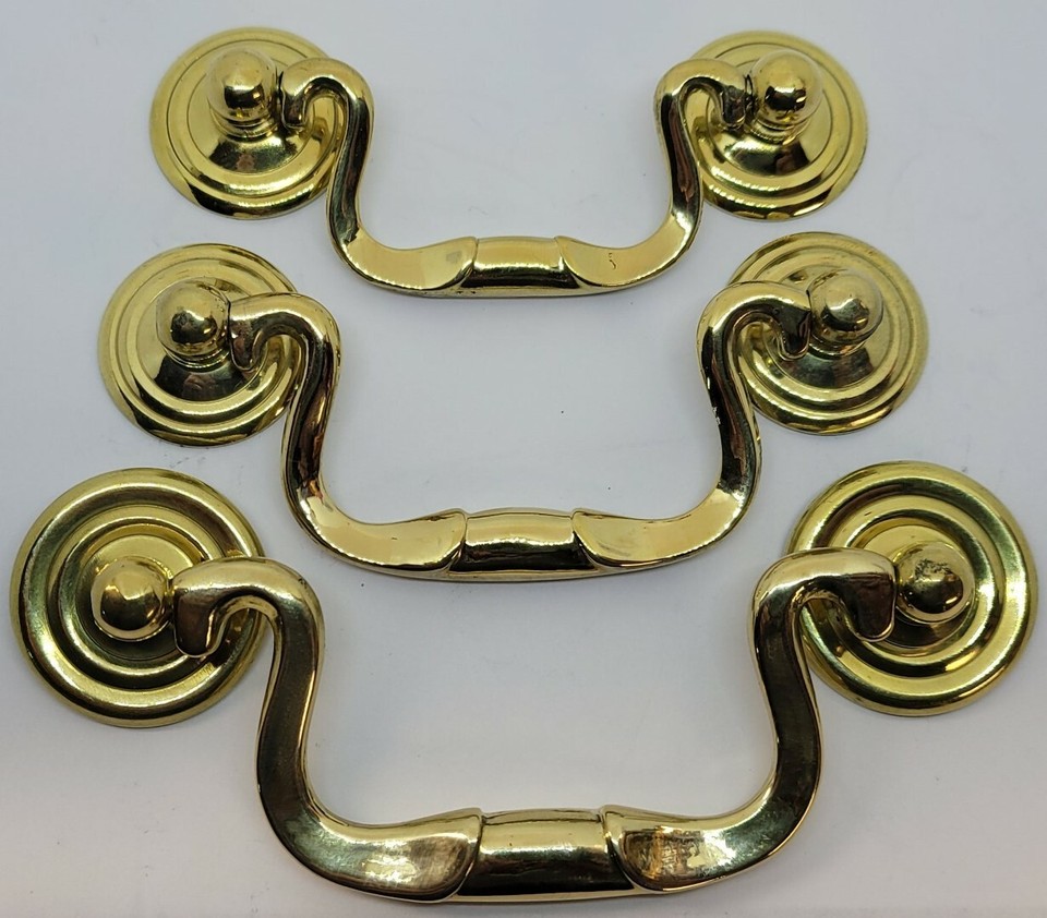 2.5, 3, 3.5" Centers Queen Anne Style Swan Neck bail pull handle solid ...