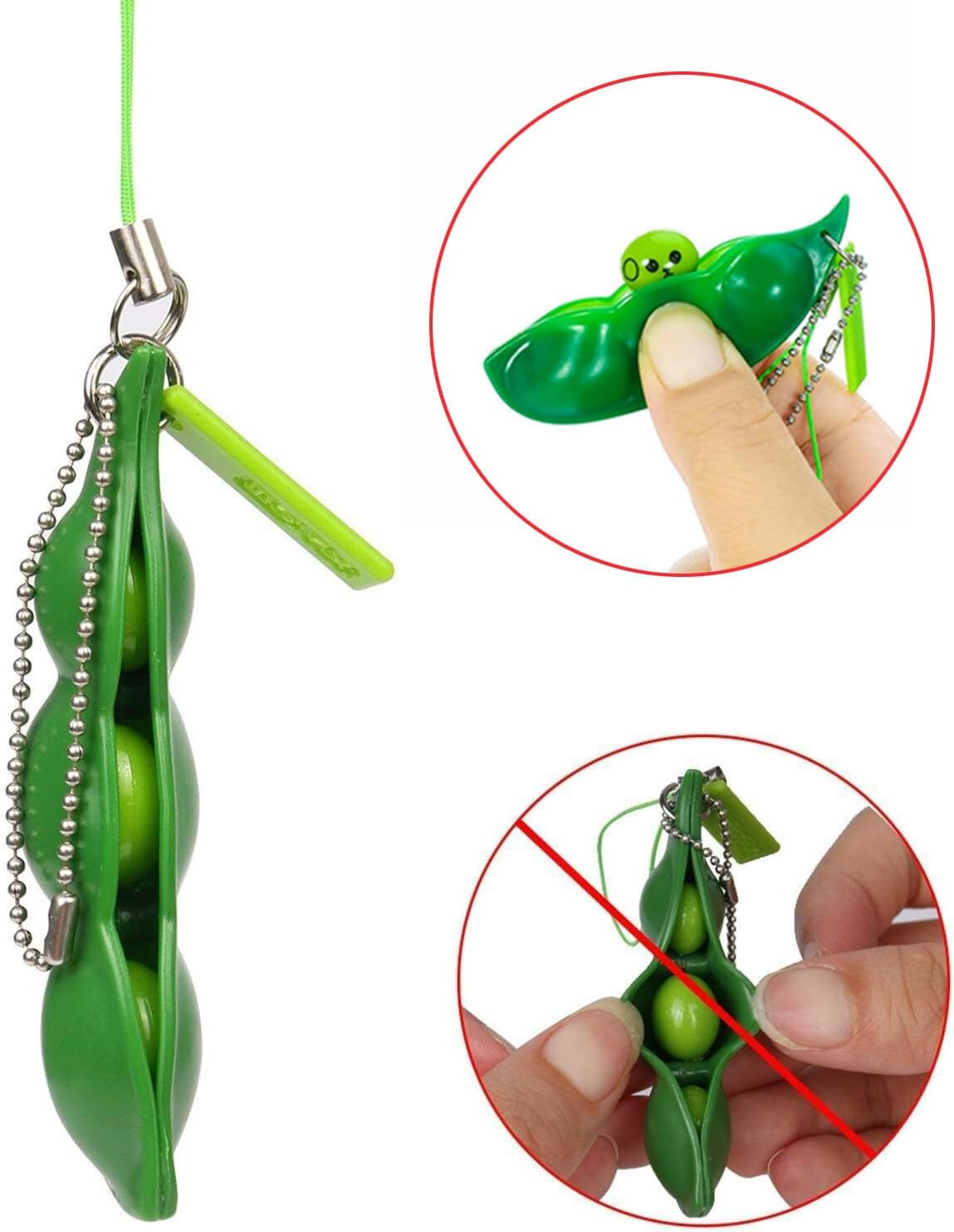 2x Squeeze Beans Green Peas in Pod Stress Relief ADHD Fidget Toys ...