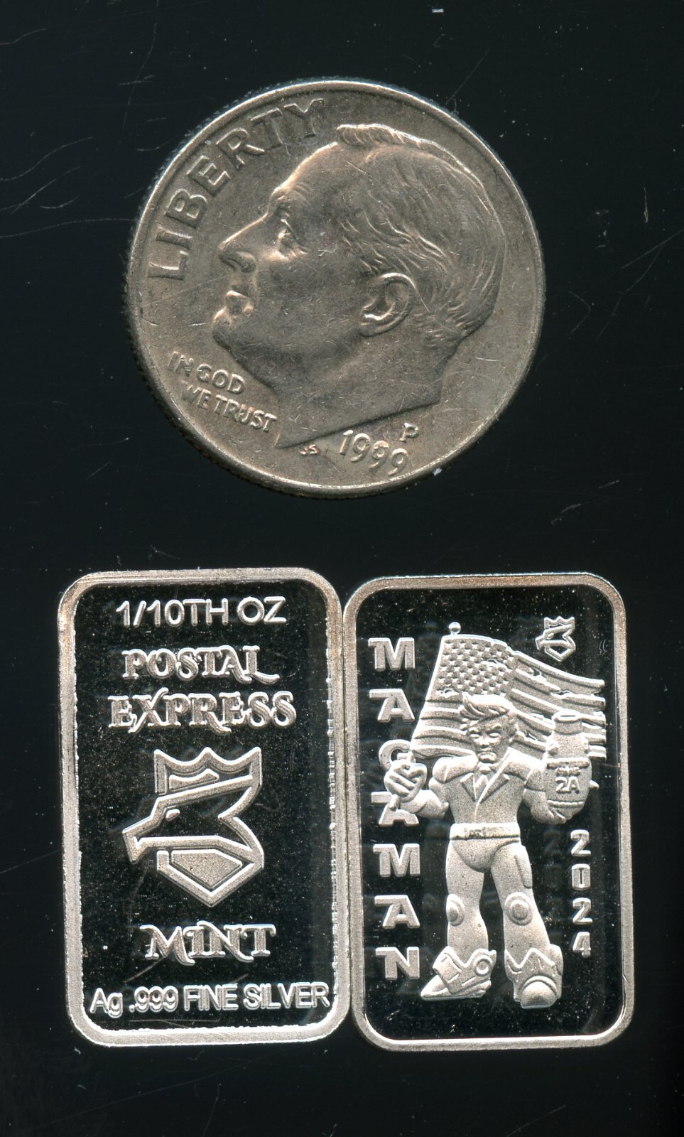Postal Express Mint 1/10th OZ MAGAman TRUMP 2024 .999 Fine silver Bar ...