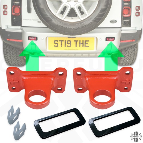 Red/orange Rear Tow Hook Loop kit for Defender L663 recovery offroad ...