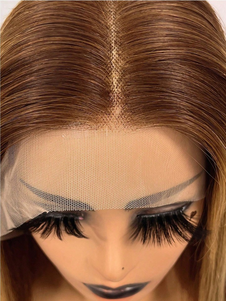 Transparent Full Lace Straight Wig Highlight 4/27 Full Lace Human Hair ...